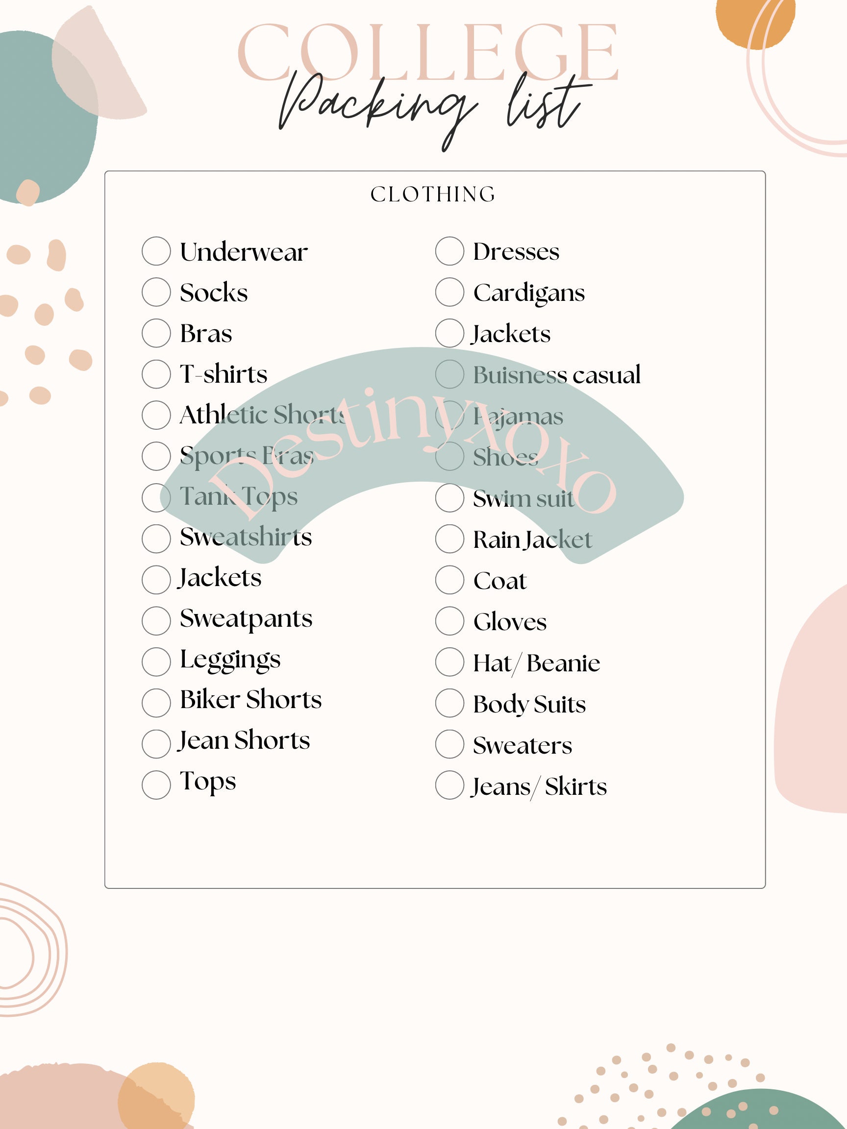 ULTIMATE College Dorm Packing List for Girls- Checklist Template- Dorm ...