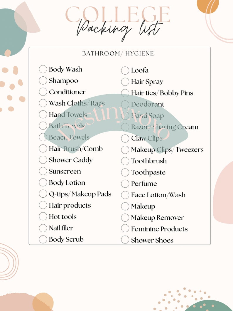 ULTIMATE College Dorm Packing List for Girls- Checklist Template- Dorm ...