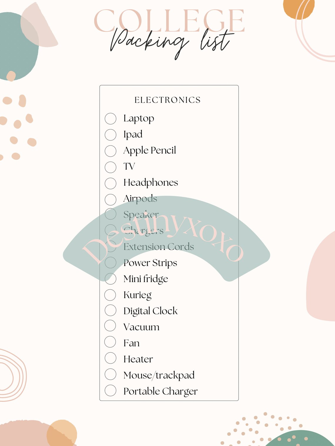 ULTIMATE College Dorm Packing List for Girls- Checklist Template- Dorm ...