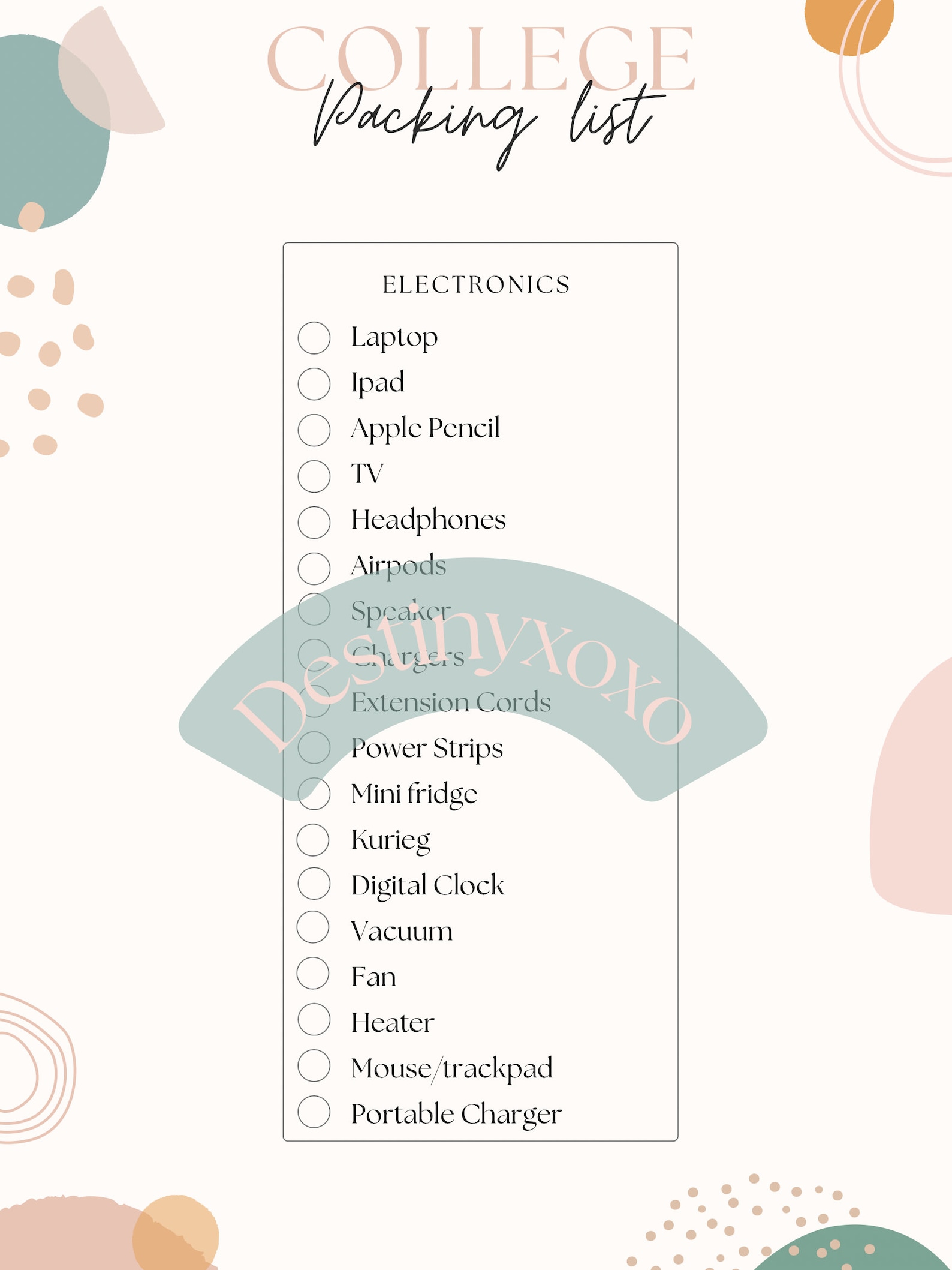 ULTIMATE College Dorm Packing List for Girls- Checklist Template- Dorm ...