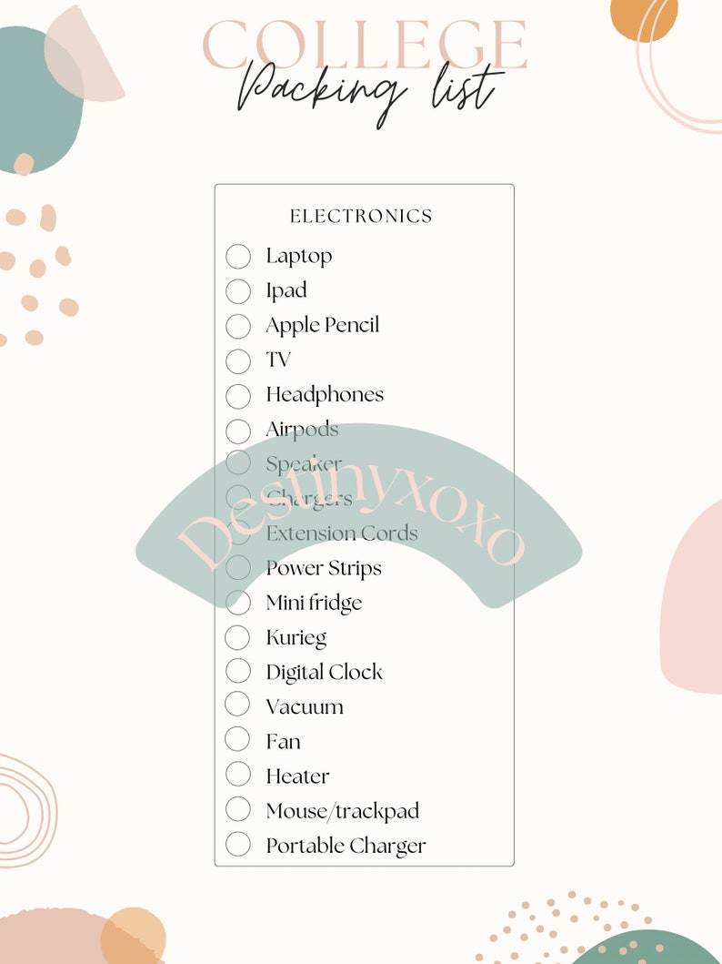 ULTIMATE College Dorm Packing List for Girls- Checklist Template- Dorm ...