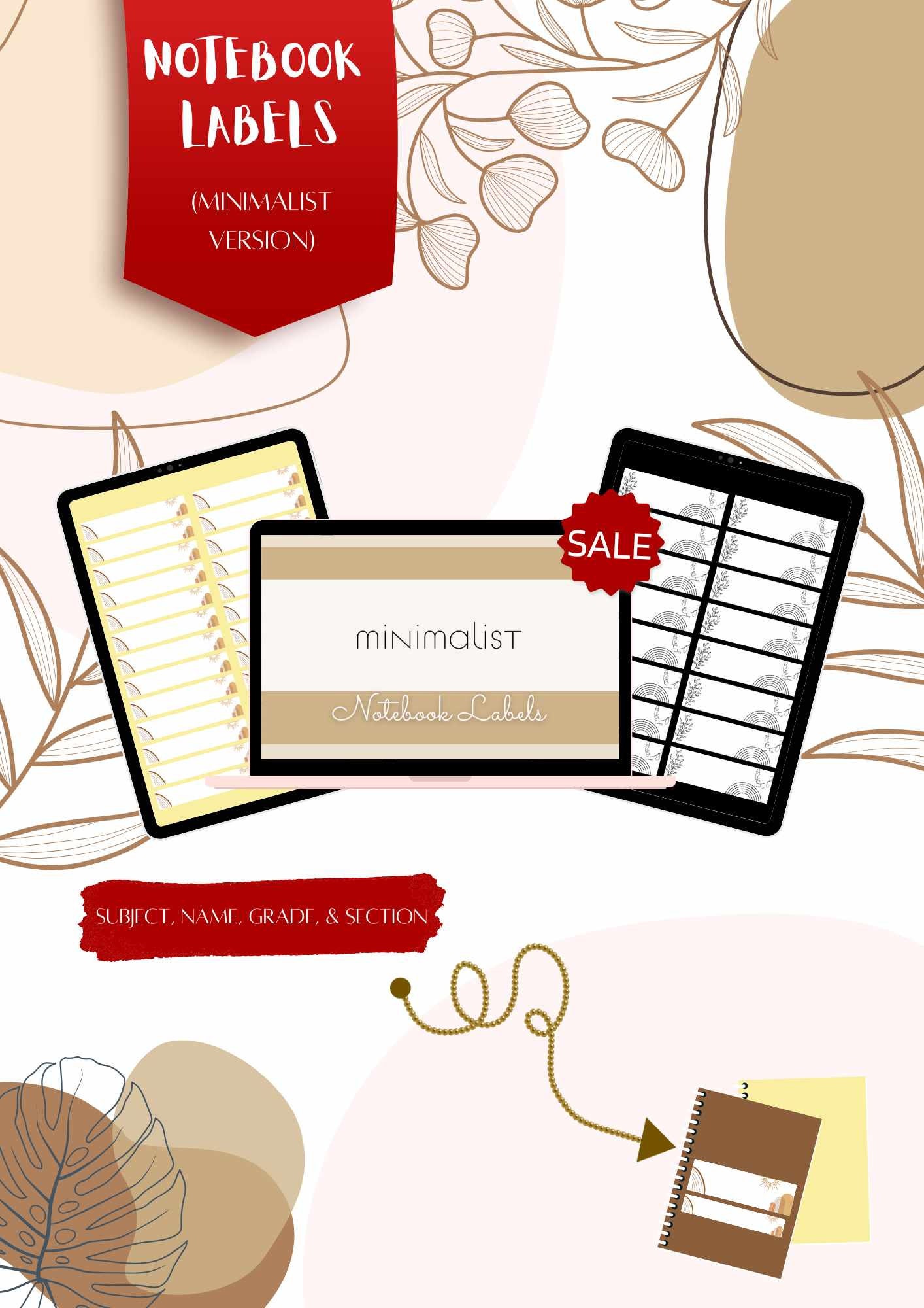 Notebook Labels minimalist - Etsy
