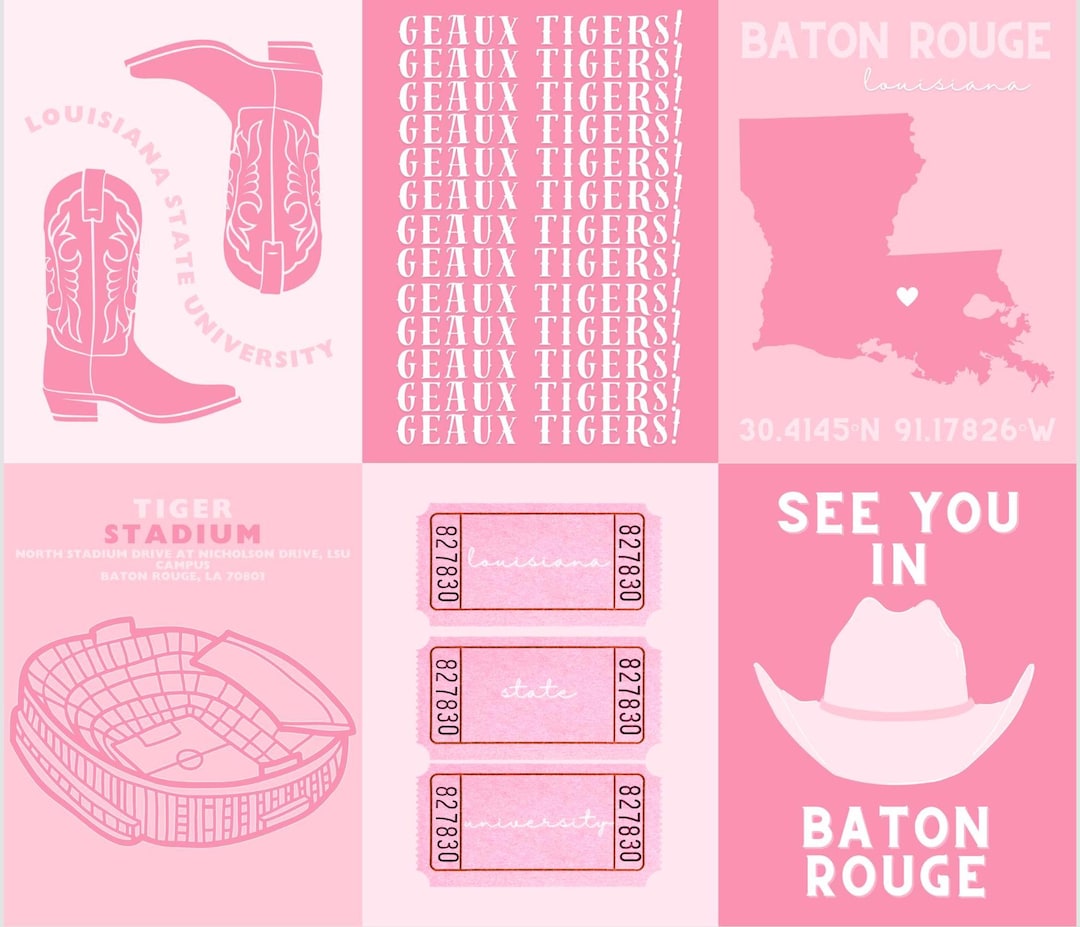 Set of 6 Custom, Louisiana State University, College Prints, Digital ...