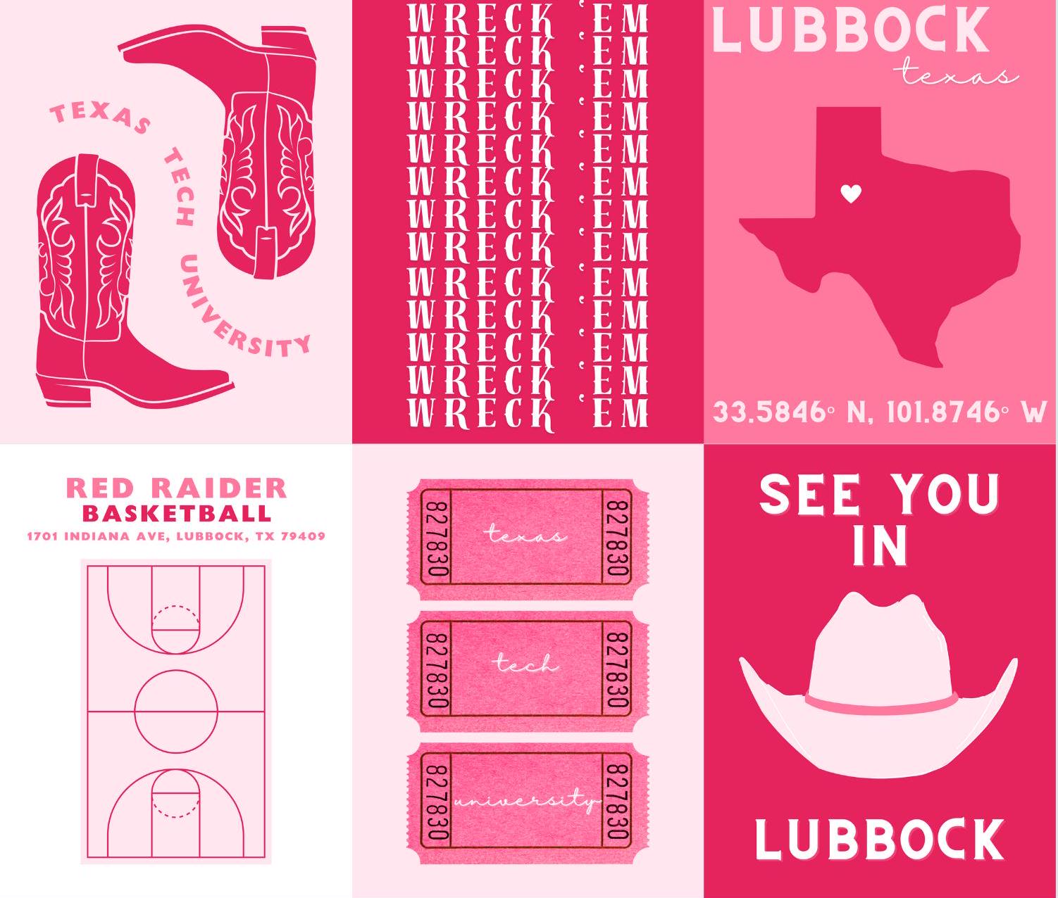 Set of 6 Custom, Texas Tech University, Prints, Digital Downloads, Dorm ...