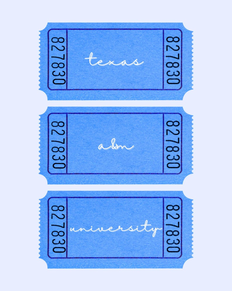 Set of 6 Custom Texas A&M University, College Prints, Digital Downloads ...