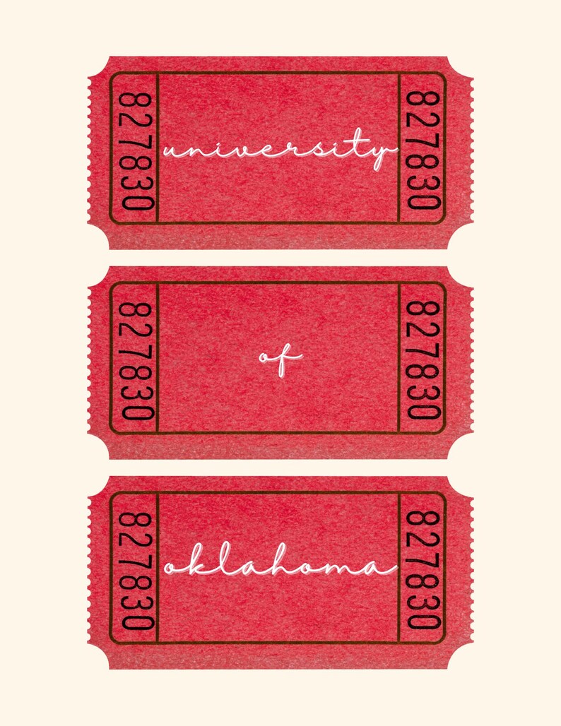 Set of 6 Custom, Oklahoma University, Prints, Digital Download, Dorm ...