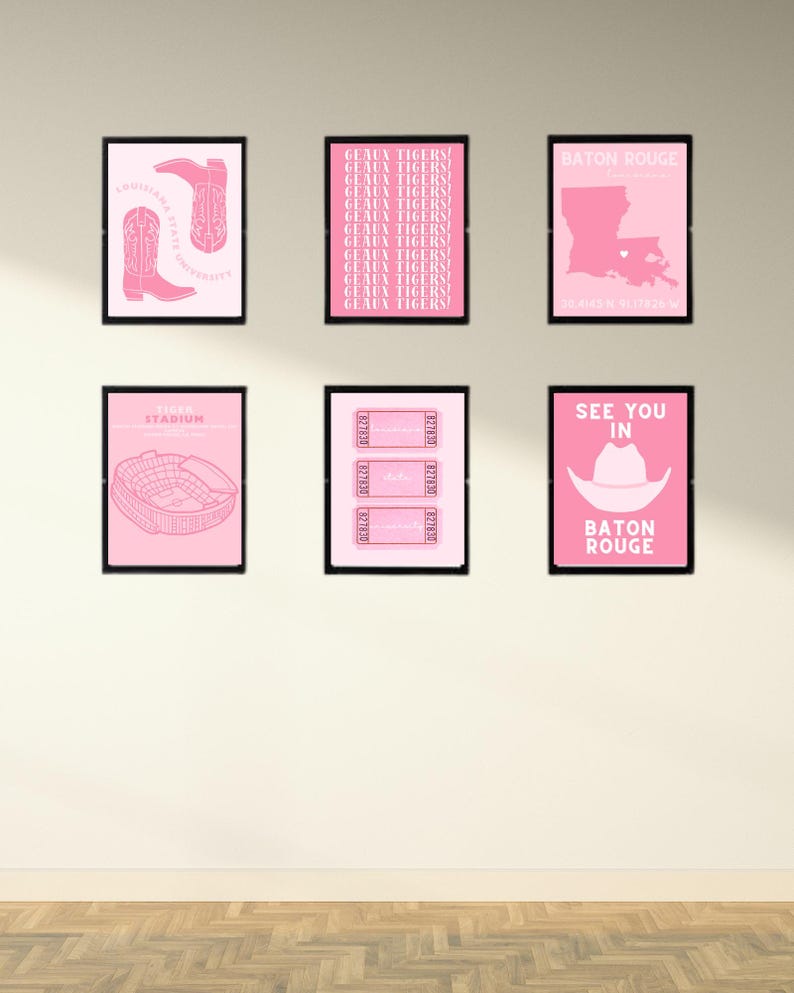 Set of 6 Custom, Louisiana State University, College Prints, Digital ...