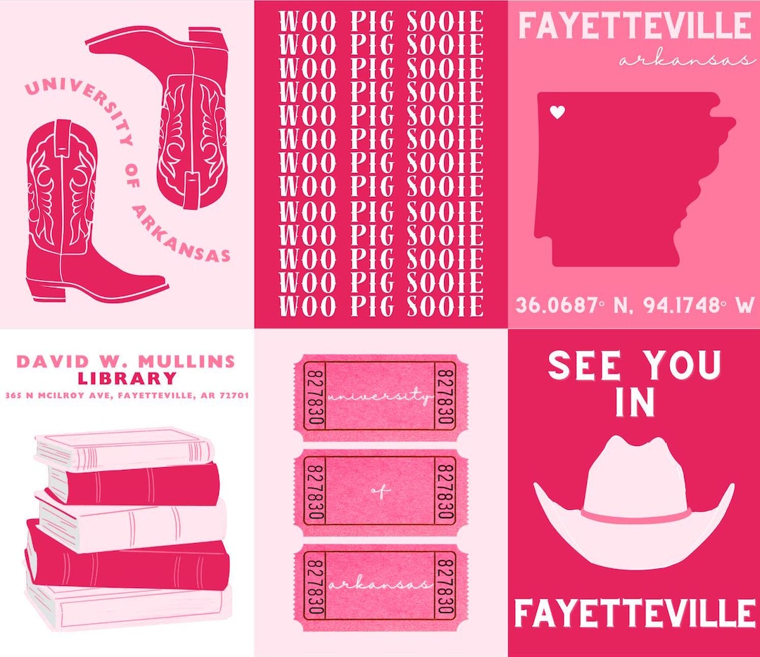 Set of 6 Custom, University of Arkansas, Prints, Digital Downloads ...