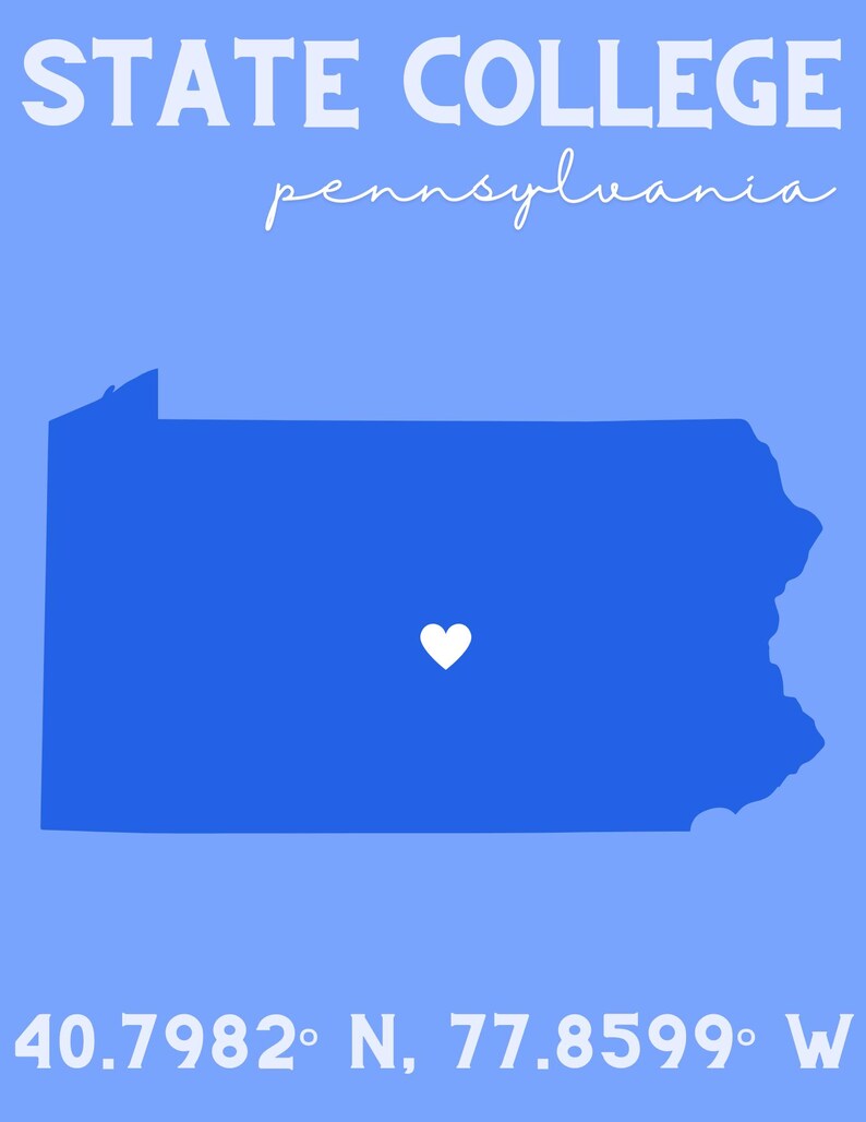 Set of 6 Custom, Penn State University, Prints, Digital Downloads, Dorm ...