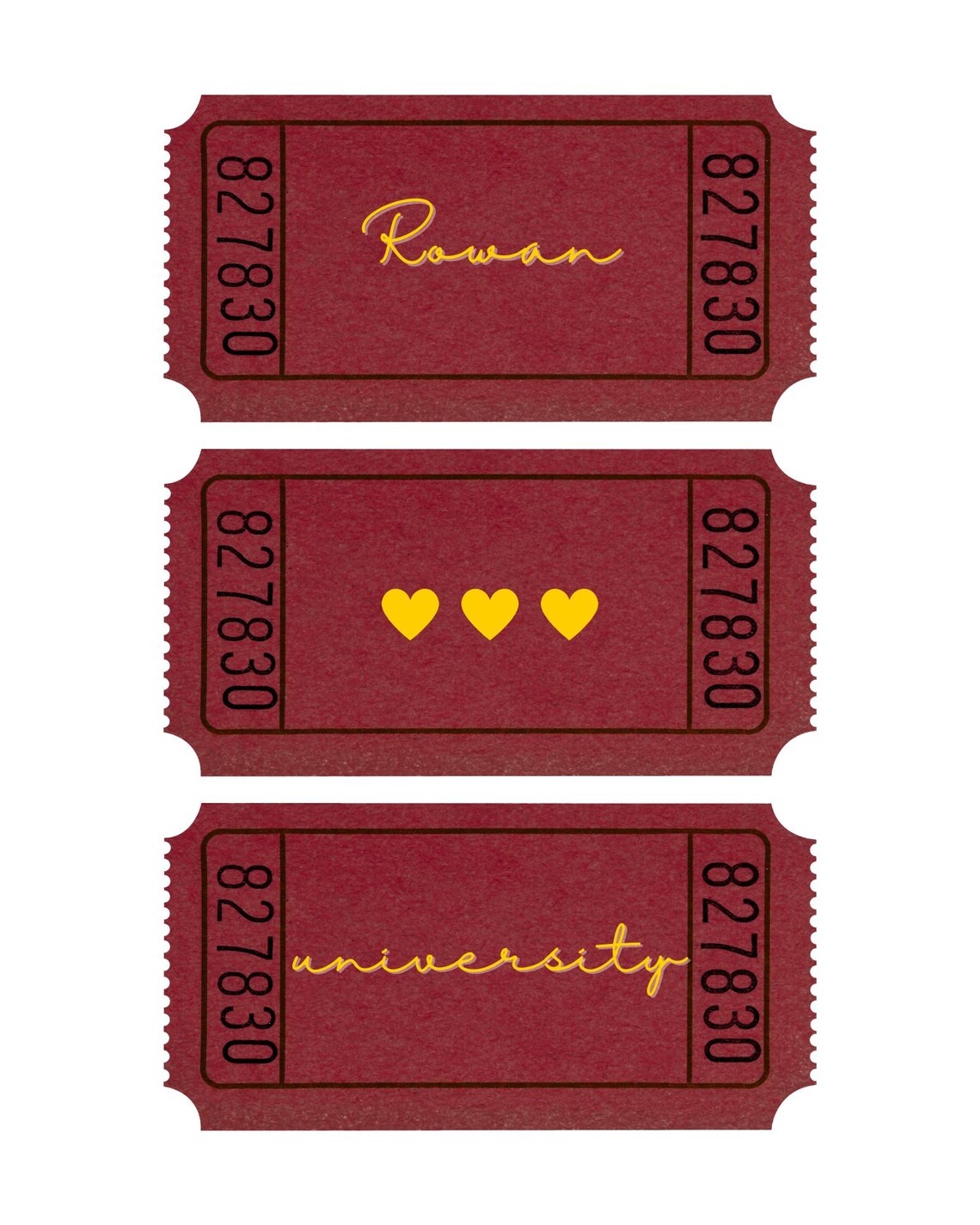 Set of 6 Custom Rowan University Prints, Yellow, Brown, Digital ...