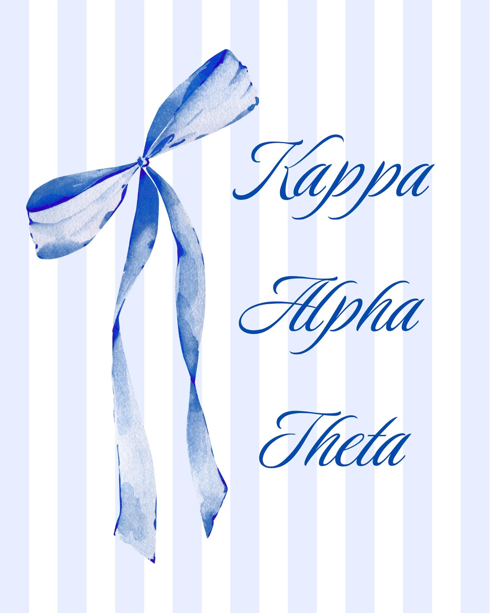 Custom Bow Sorority Print, Kappa Alpha Theta, KAO, Blue, Wall Art, Room ...