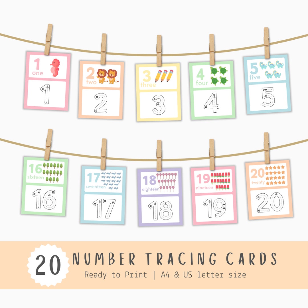 Number Flashcards Preschool Counting Flash Cards Printable Number Cards ...