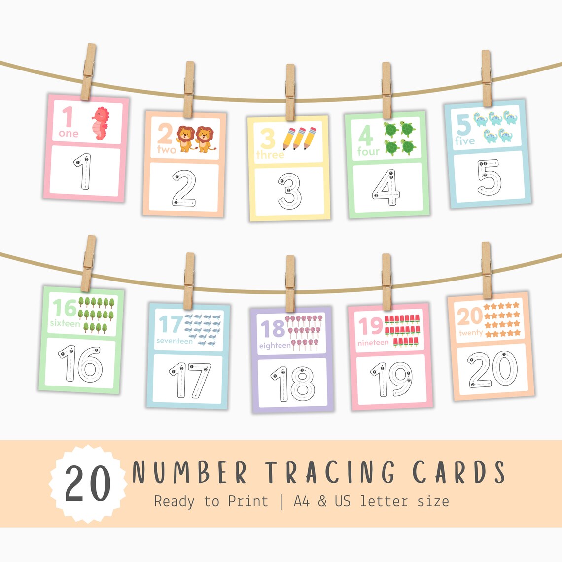 Number Flashcards Preschool Counting Flash Cards Printable Number Cards ...