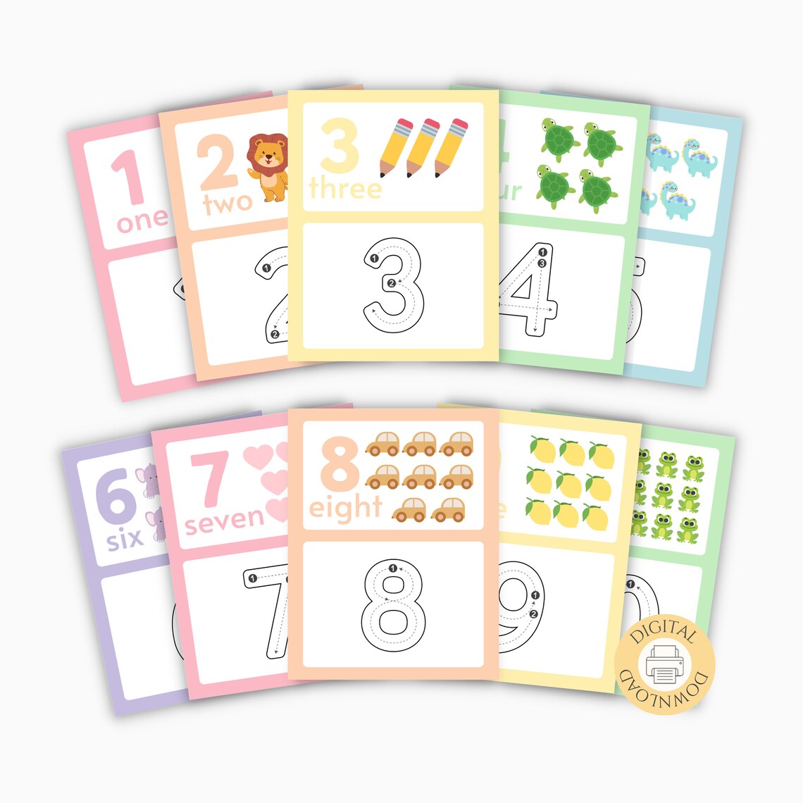 Number Flashcards Preschool Counting Flash Cards Printable Number Cards ...