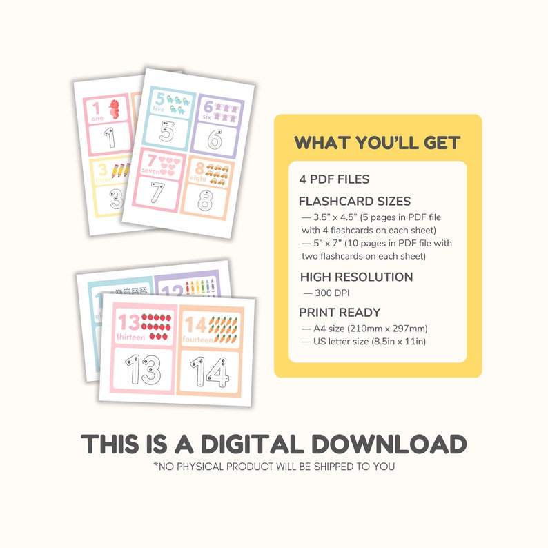 Number Flashcards Preschool Counting Flash Cards Printable Number Cards ...