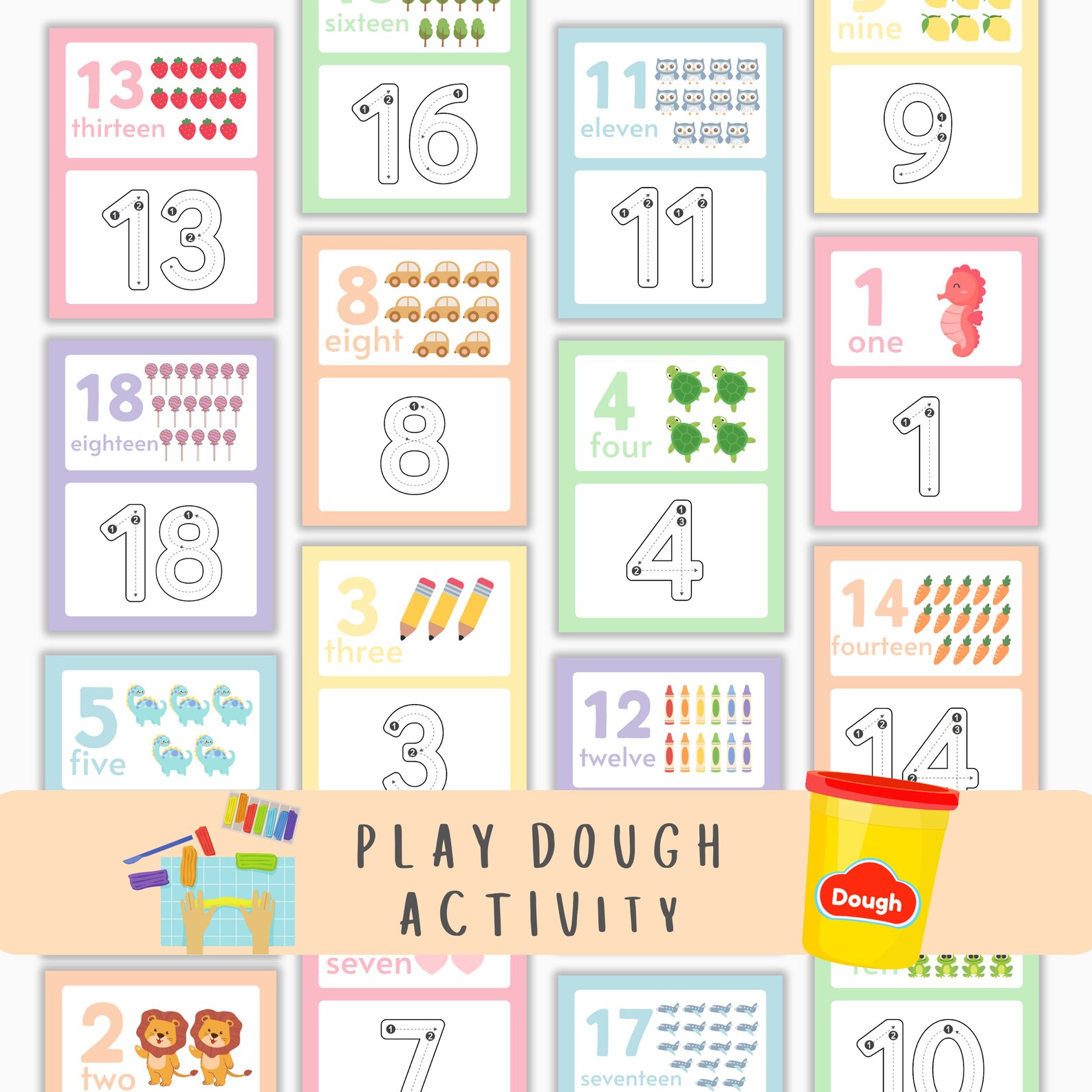 Number Flashcards Preschool Counting Flash Cards Printable Number Cards ...