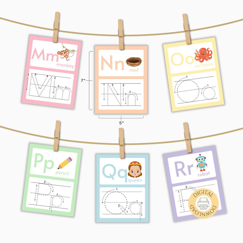 Alphabet Tracing Cards Printable ABC Cards 26 Alphabet Flashcards ...