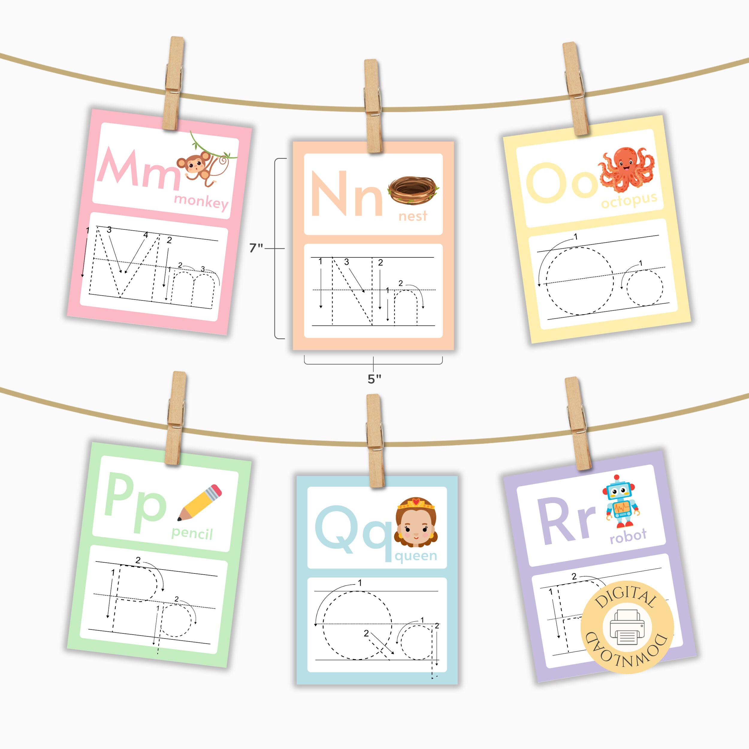 Alphabet Tracing Cards Printable ABC Cards 26 Alphabet Flashcards ...