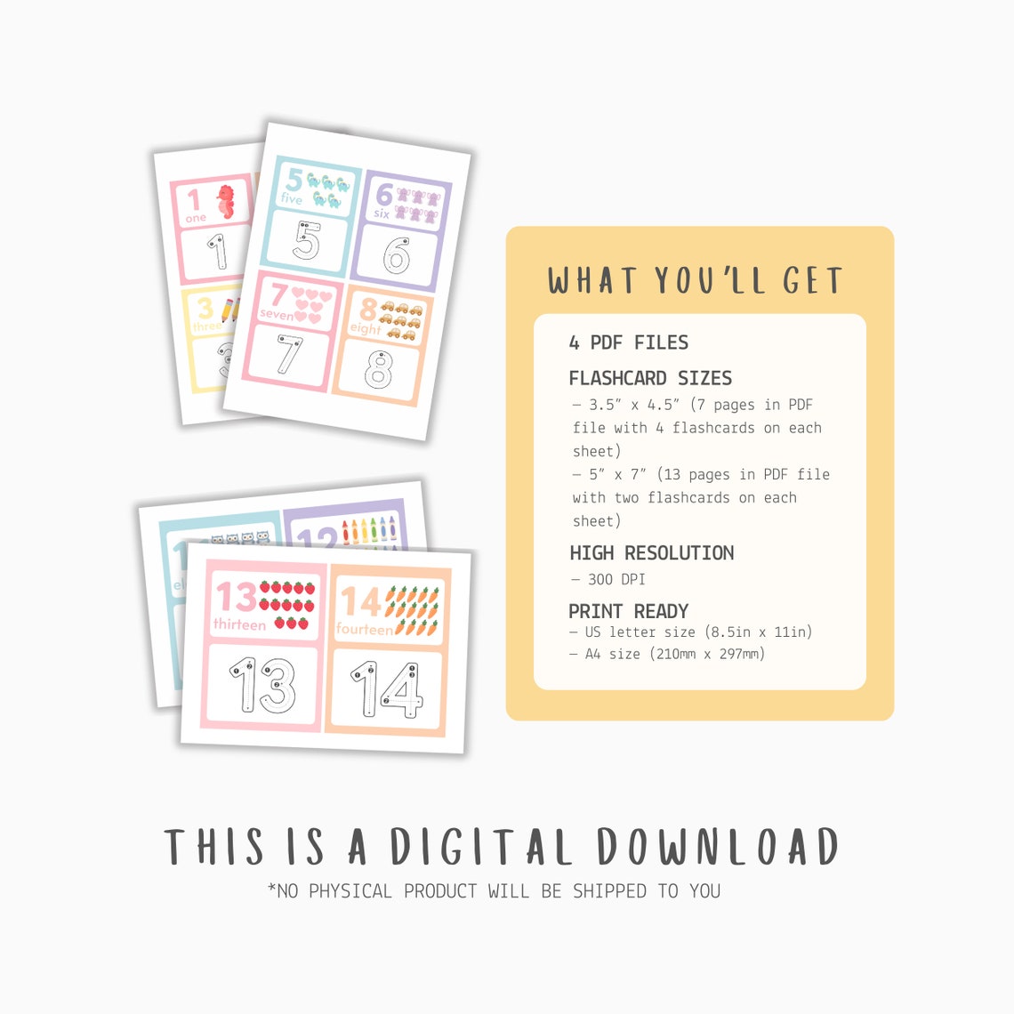 Number Flashcards Preschool Counting Flash Cards Printable Number Cards ...