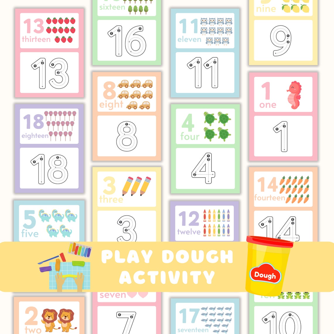 Number Flashcards Preschool Counting Flash Cards Printable Number Cards ...