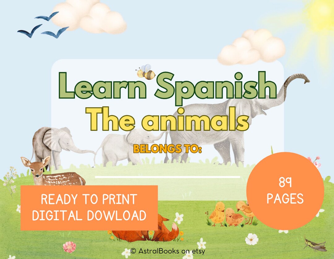 Learn Animals in Spanish Busy Book for Children - Farm, Forest, Sea and ...