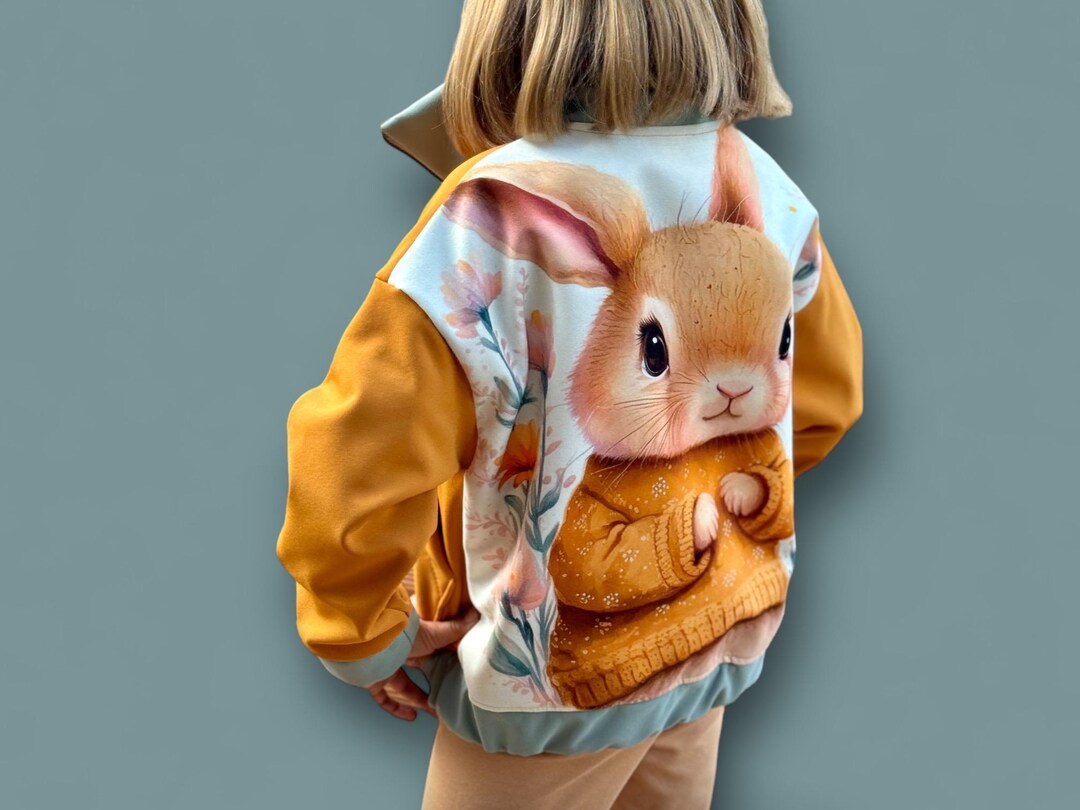 Girls' Softshell Jacket With Bunny Size 128-134, 6-8 Years, Mustard ...