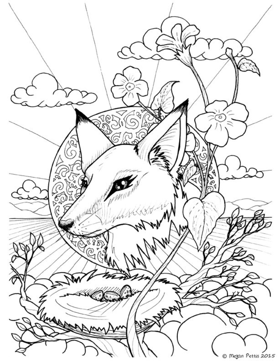 Portrait of a Fox Adult Coloring Book Page Instant Download - Etsy