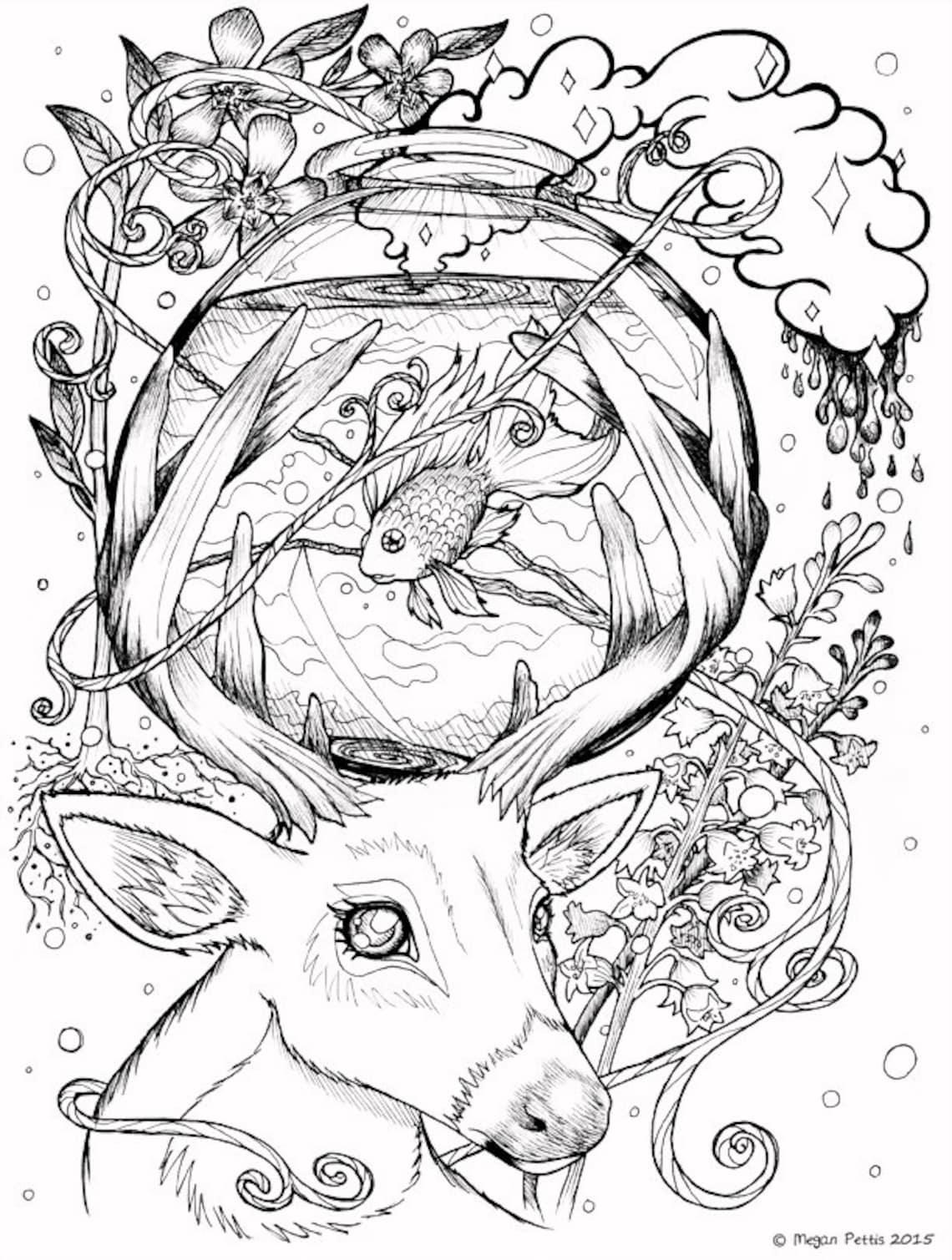 Forest Creatures Bundle, 4 Adult Coloring Book Pages, Instant Download ...
