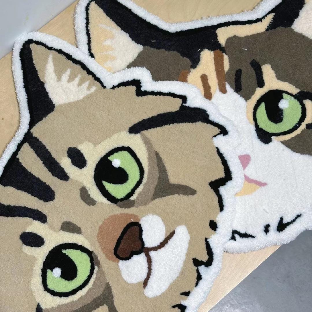 Cat Rug, Custom Cat Portrait Rug, Handmade Pet Portrait Rug, Hand ...