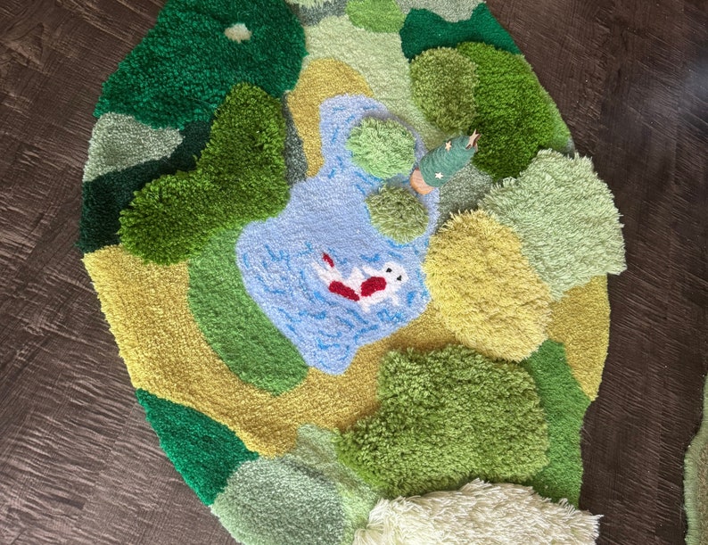 Handmade Moss Rug Custom Moss Rug 3D Hand Tufted Moss Rug Koi Rug for ...