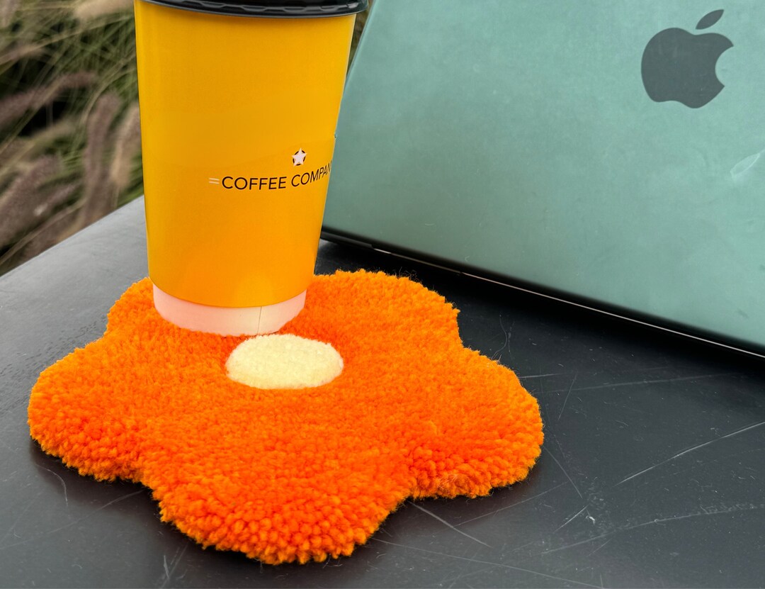 Flower Mug Rug, Custom Mug Rug, Handmade Coaster, Hand Tufted Coaster ...
