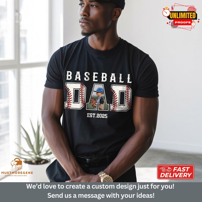Personalized Baseball Dad Shirt: Custom Photo Gift - Etsy