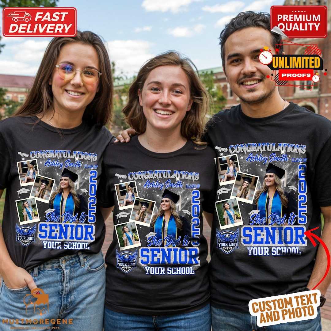 Custom Photo Senior Graduate Shirt Class of 2025 Graduate Shirt High ...