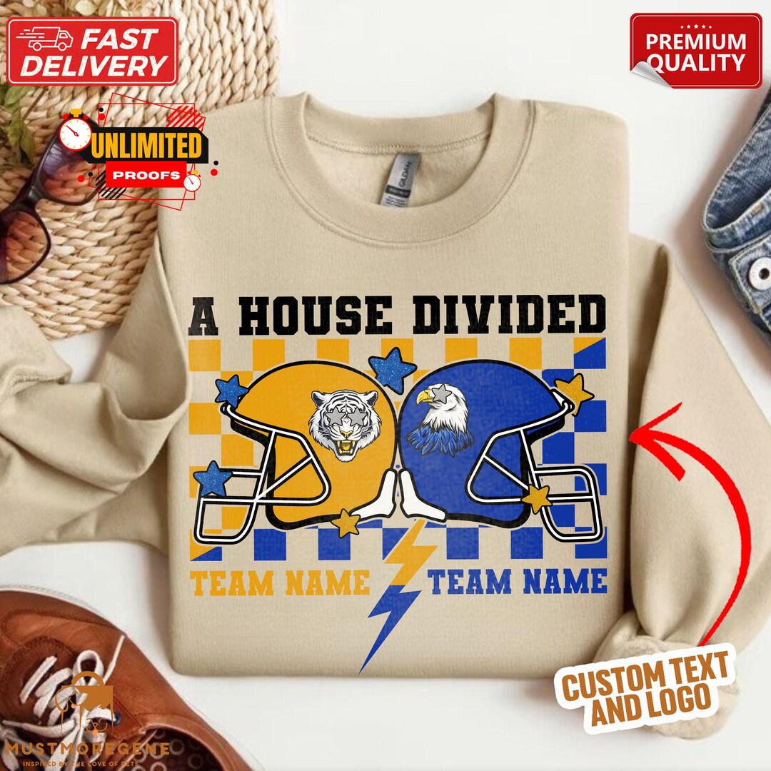 House Divided Football Shirt: Custom Two-team Mascot Gift - Etsy
