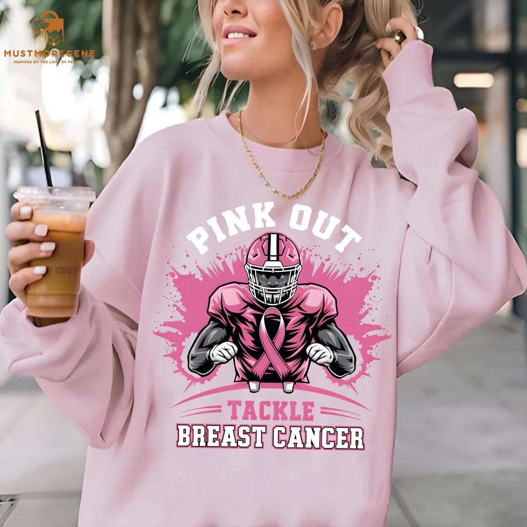 Tackle Breast Cancer Football Shirt, Pink Ribbon Awareness Sweatshirt ...