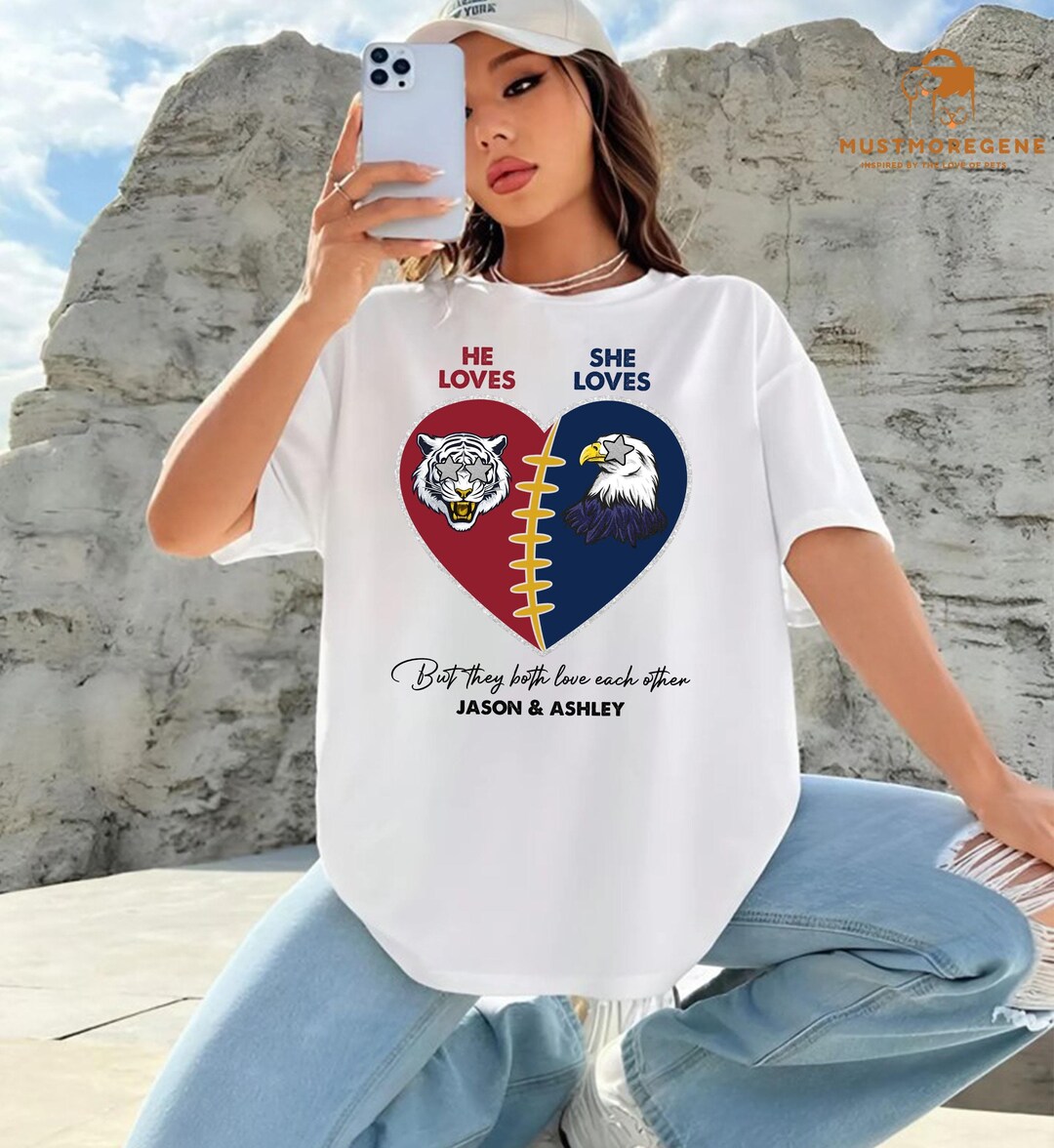 Personalized Split Heart Shirt, Custom House Divided Football Tshirt ...