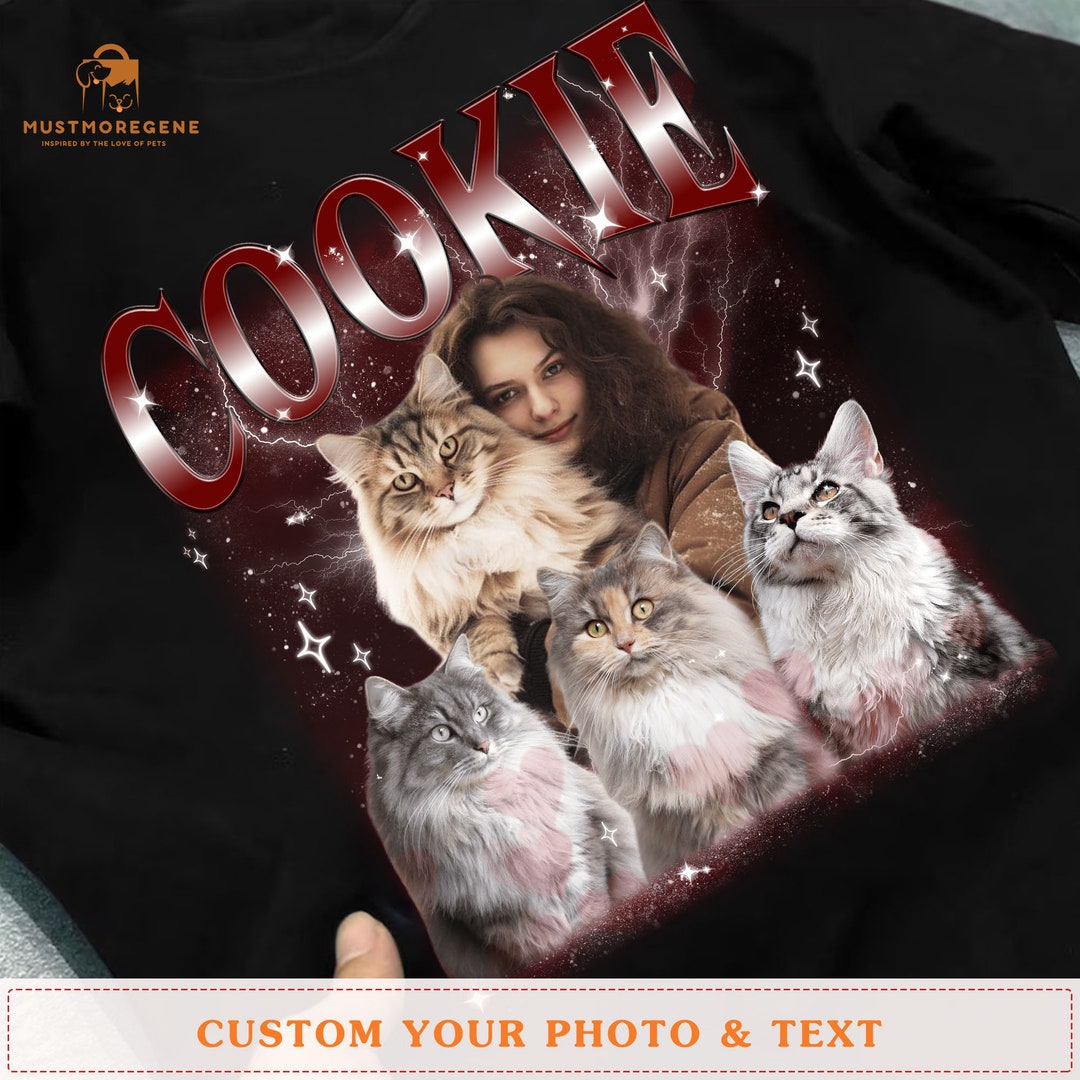 Custom Cat Photo Shirt, Bootleg Rap Tee, Personalized Pet Sweatshirt ...