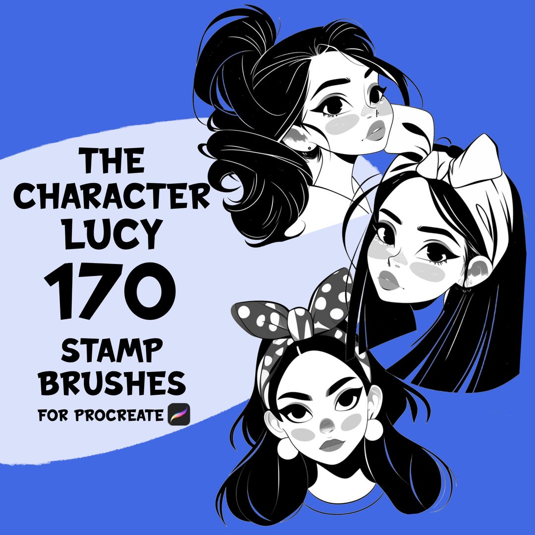 170 Lucy Cartoon Character Stamp Brushes for Procreate (digital Brush ...