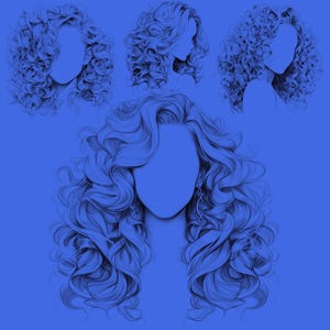 Procreate Hair Stamp Brushes: 220 Digital Hairstyle Brushes (.brushset ...