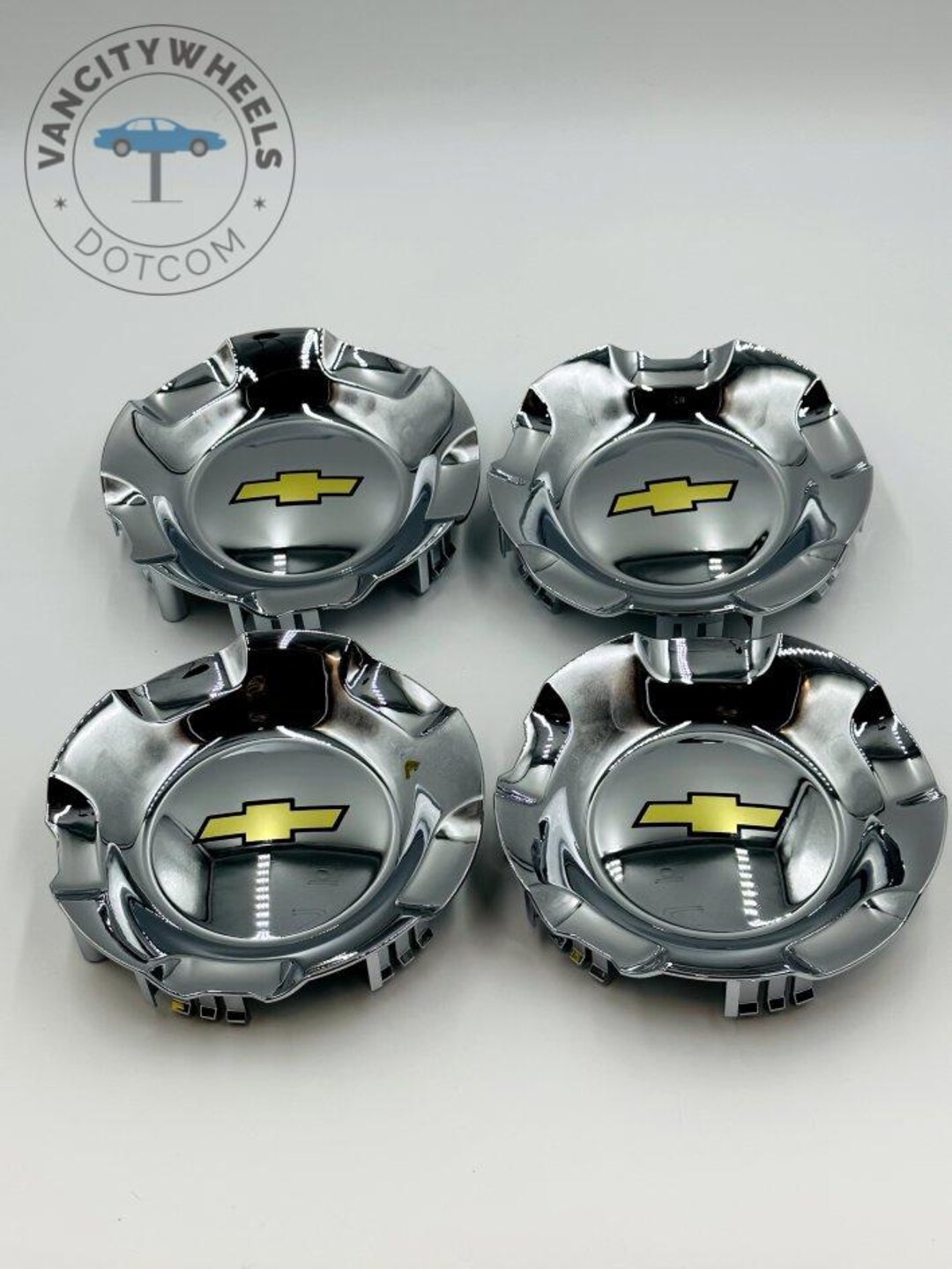 Set of 4 Chrome/gold Chevrolet Alloy Wheel Center Caps 181mm, Chrome ...