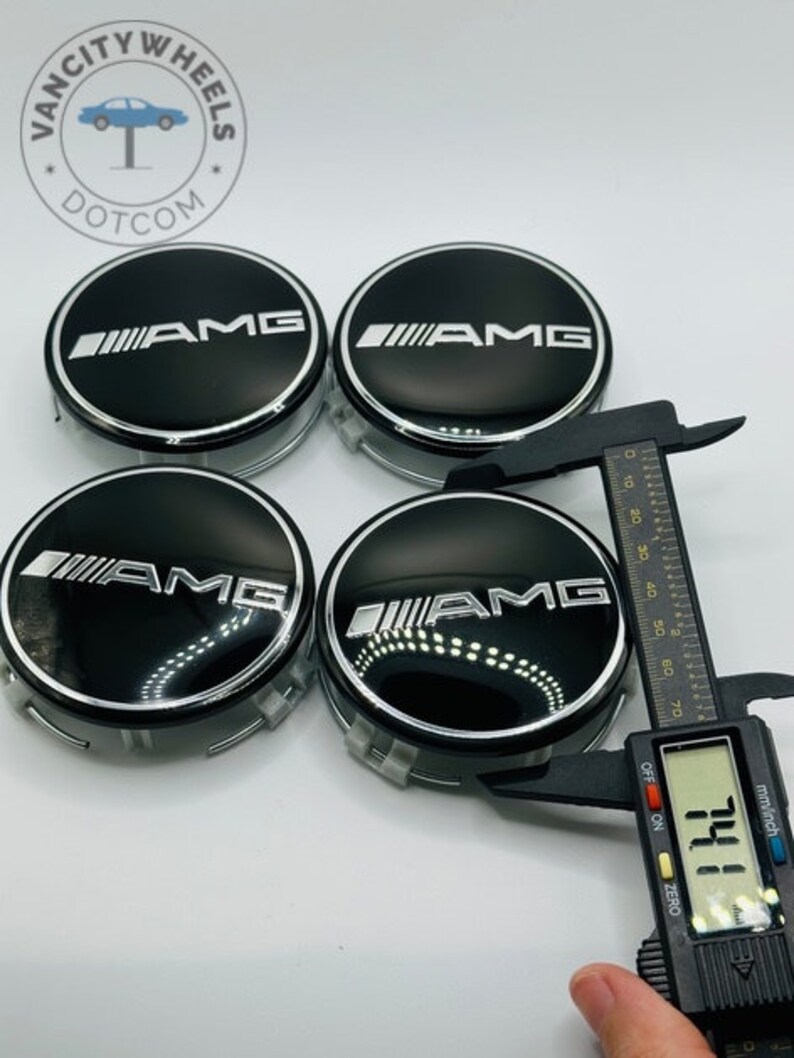 Set of 4 Black Mercedes Benz AMG Alloy Wheel Center Caps 74mm, Black ...
