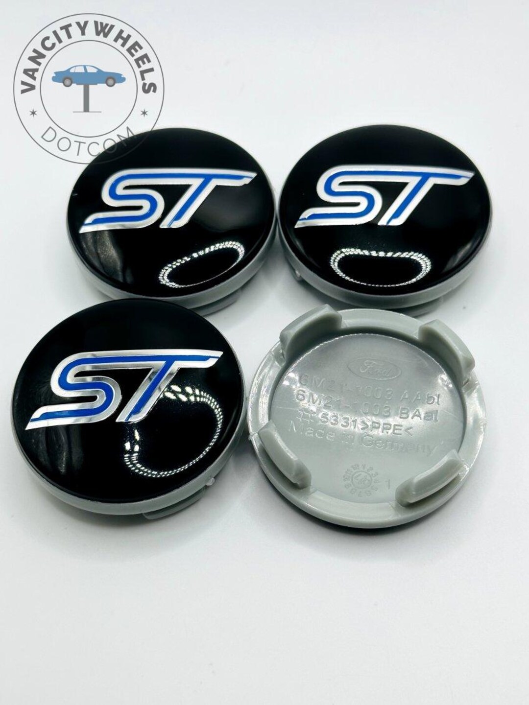 Set of 4 Black Ford St Alloy Wheel Center Caps 54mm, Black Center Hub ...
