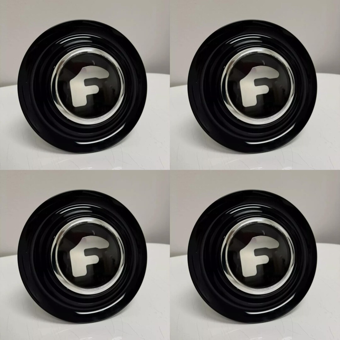 Set of 4 Forgiato XL Big Floating Caps Gloss Black Chrome Ring F 20/22 ...