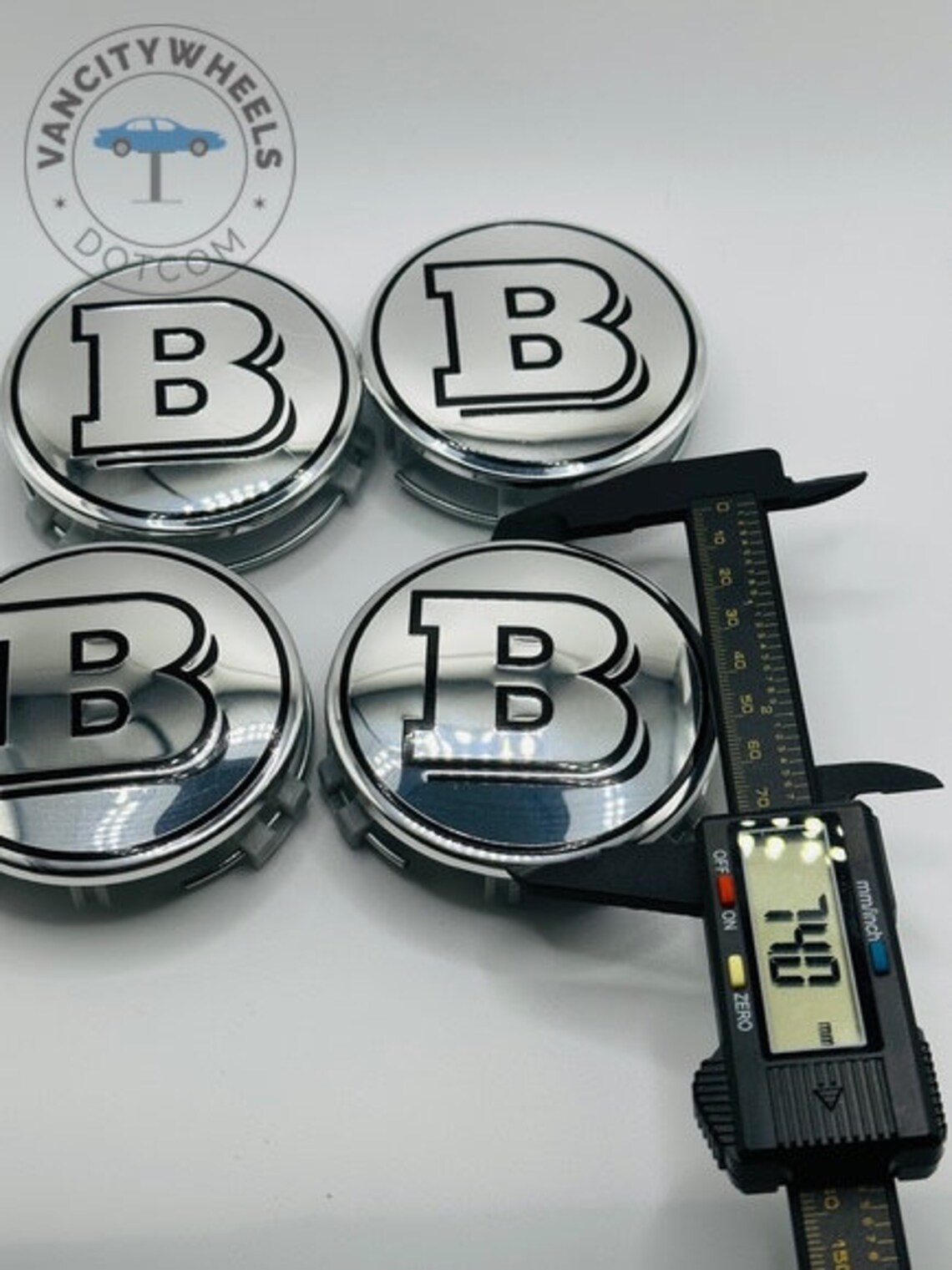 Set of 4 Chrome Brabus Alloy Wheel Center Caps 75mm, Chrome Center Hub ...