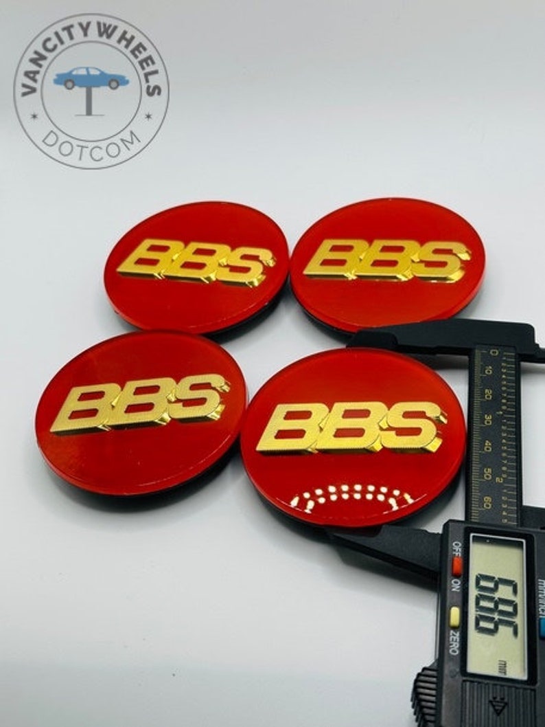 Set of 4 Red/gold BBS Alloy Wheel Center Caps 69mm, Red/gold Center Hub ...