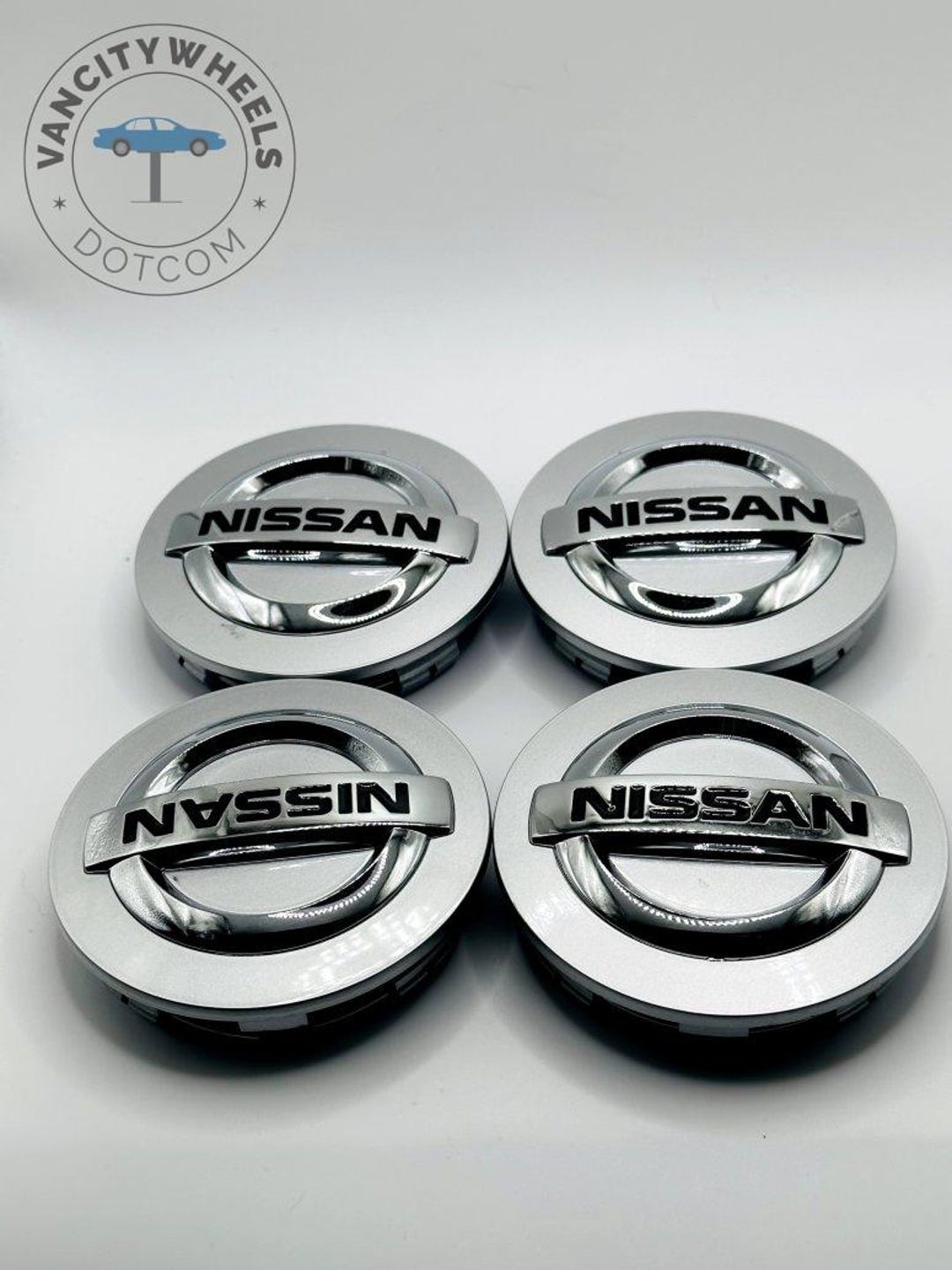Set of 4 Silver/black Nissan Alloy Wheel Center Caps 86mm, Silver/black ...