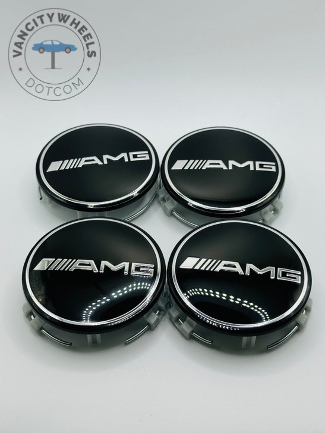 Set of 4 Black Mercedes Benz AMG Alloy Wheel Center Caps 74mm, Black ...