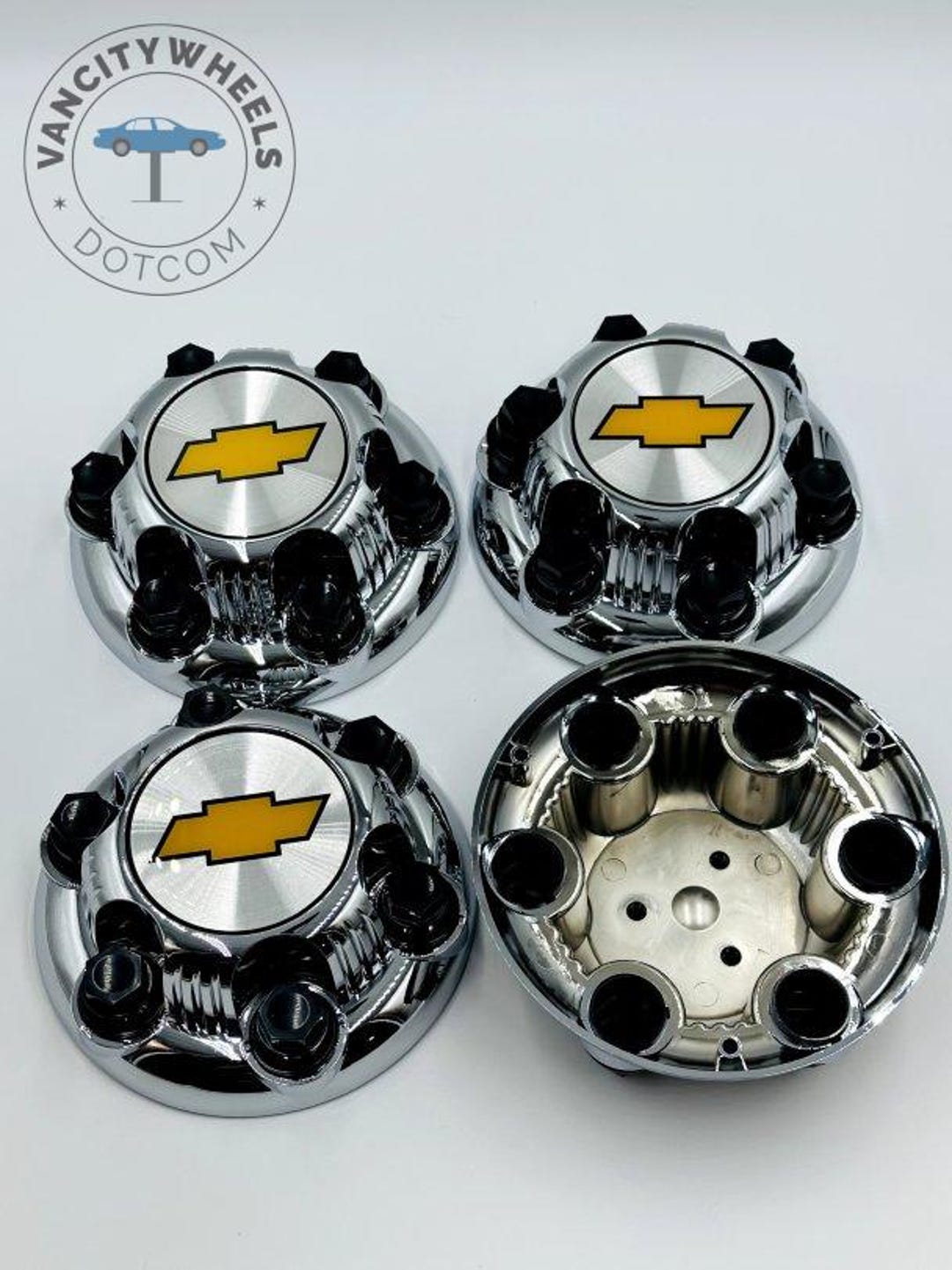Set of 4 Chrome/gold Chevrolet Alloy Wheel Center Caps 186mm, Chrome ...