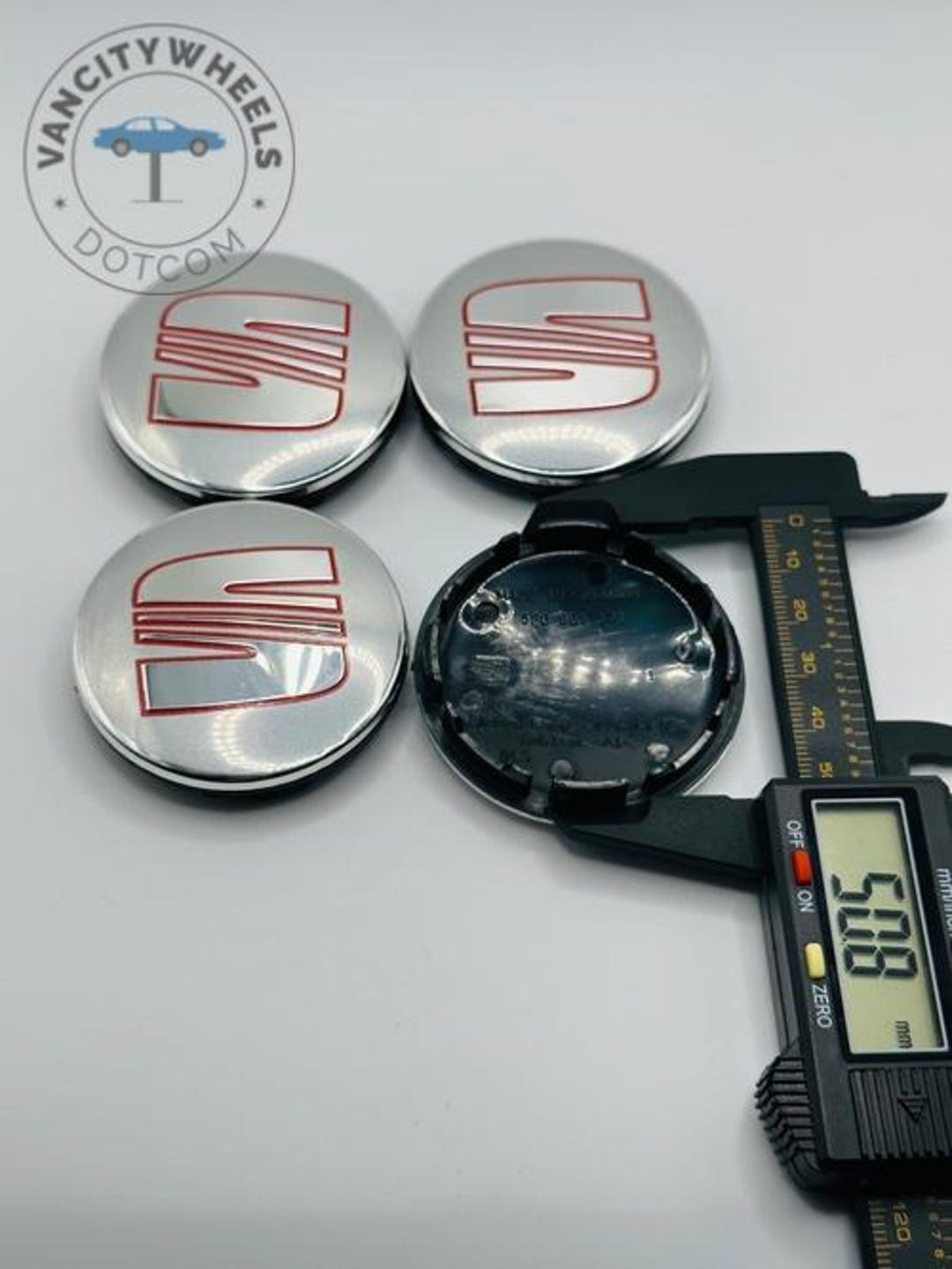 Set of 4 Seat Silver/red Alloy Wheel Center Caps 55mm, Center Hub Caps ...