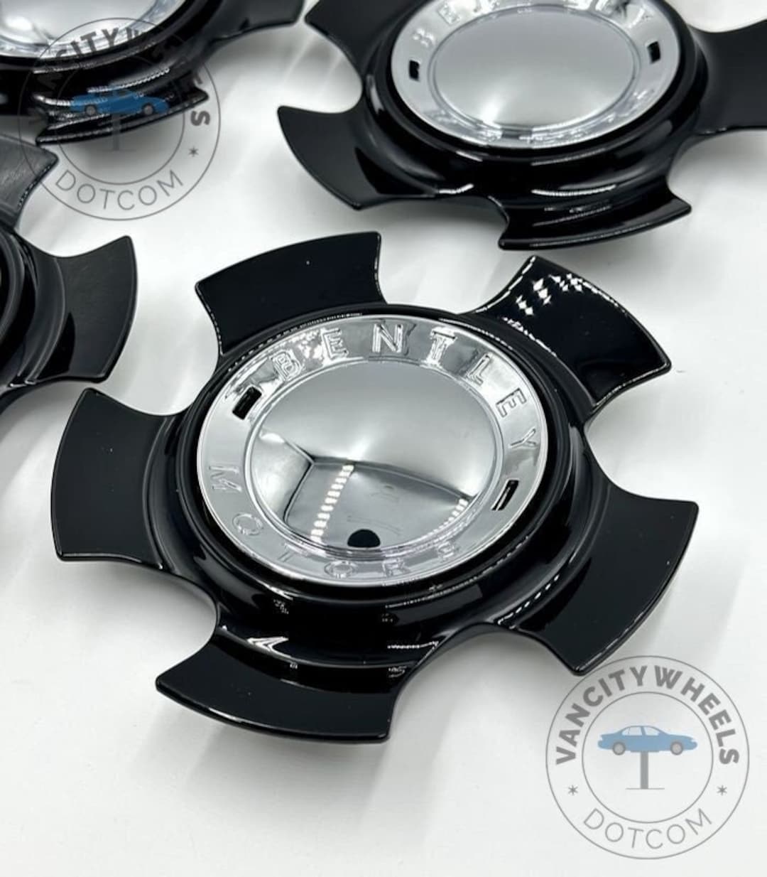 Bentley Wheel Center Caps Black Luxury Black Finish set of 4, Bentley ...